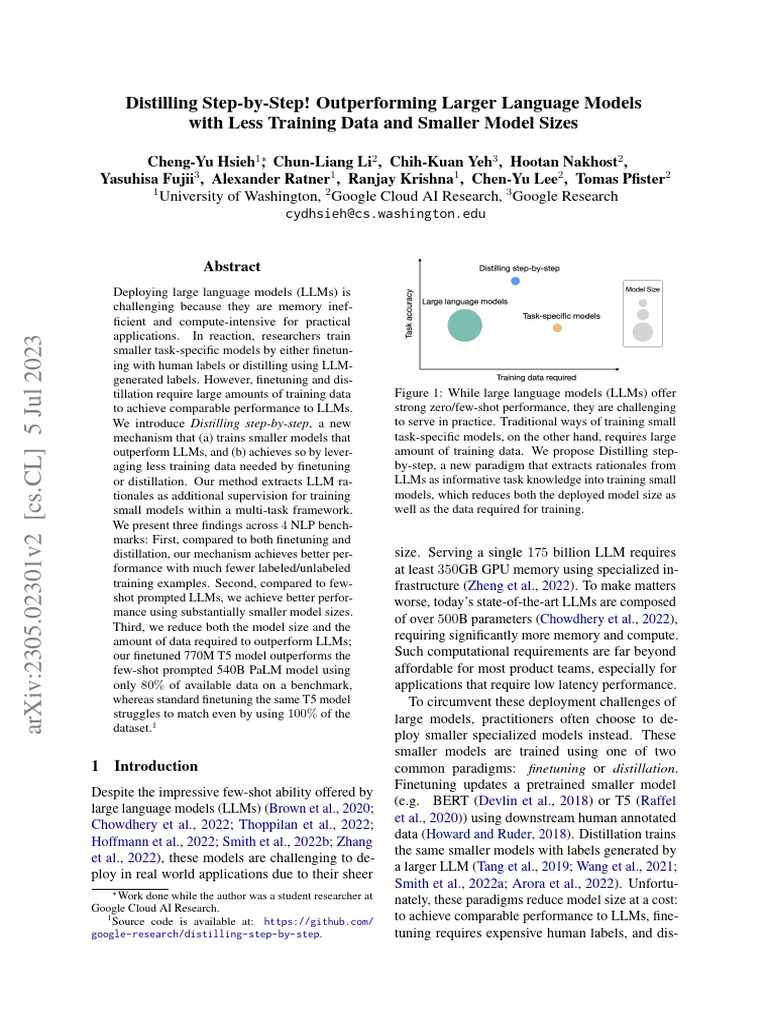 Distilling Step-by-Step! Outperforming Larger Language Models With Less Training Data and ...