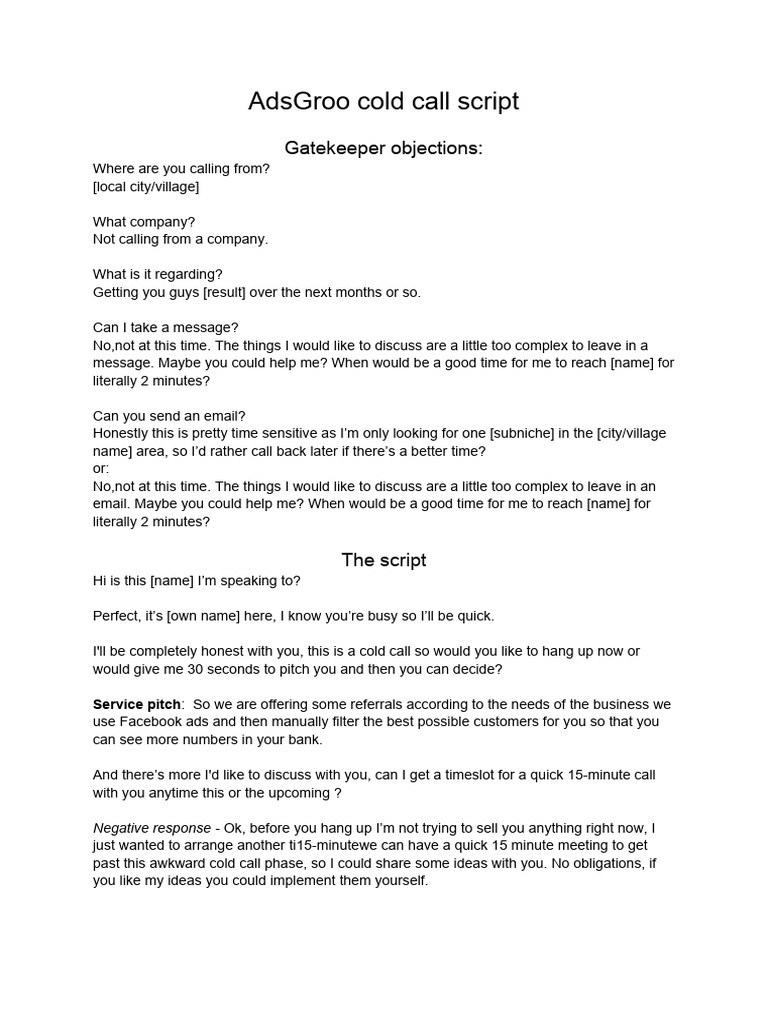 SMMA Cold Call Script | PDF