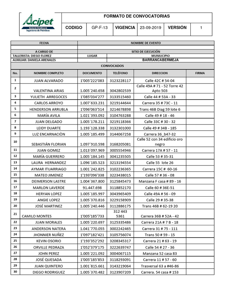 Formatos de Convocatorias | PDF