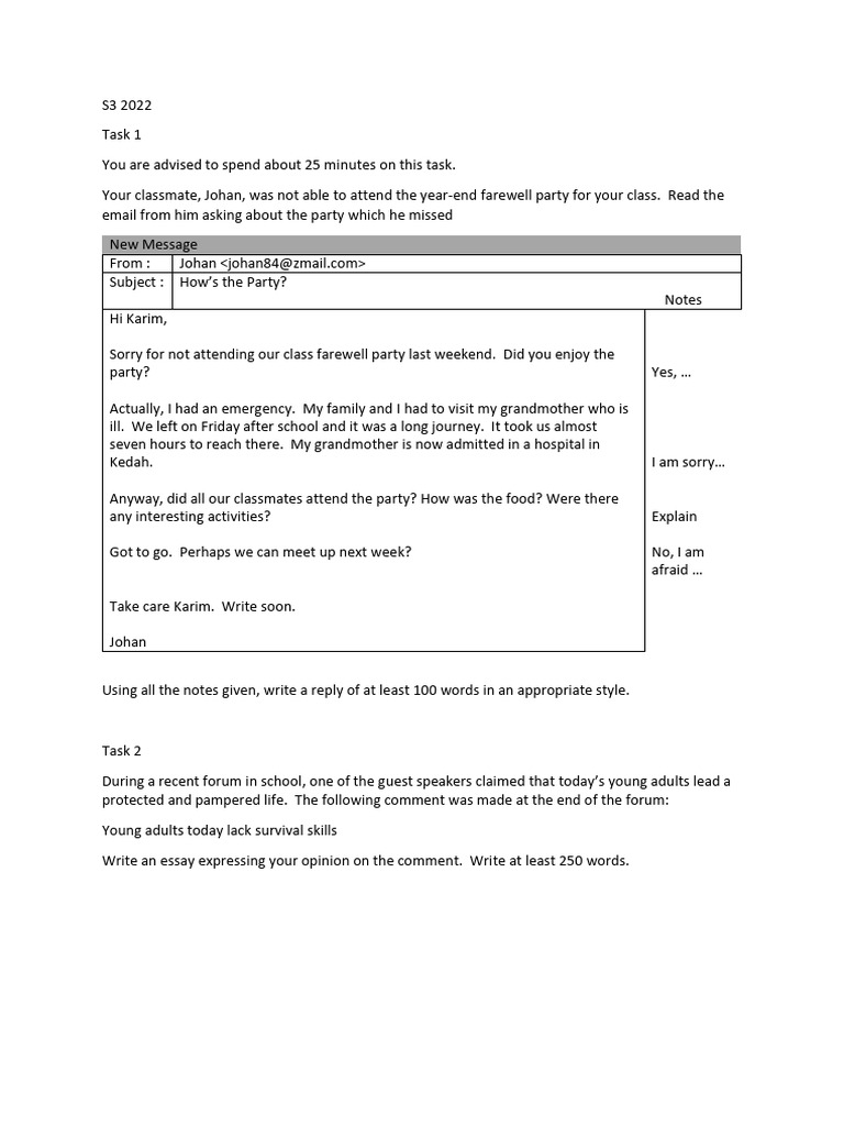 S3 2022 Writing | PDF