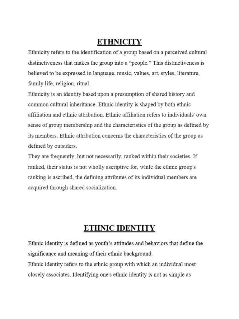 Ethnicity & Ethnic Identity | PDF