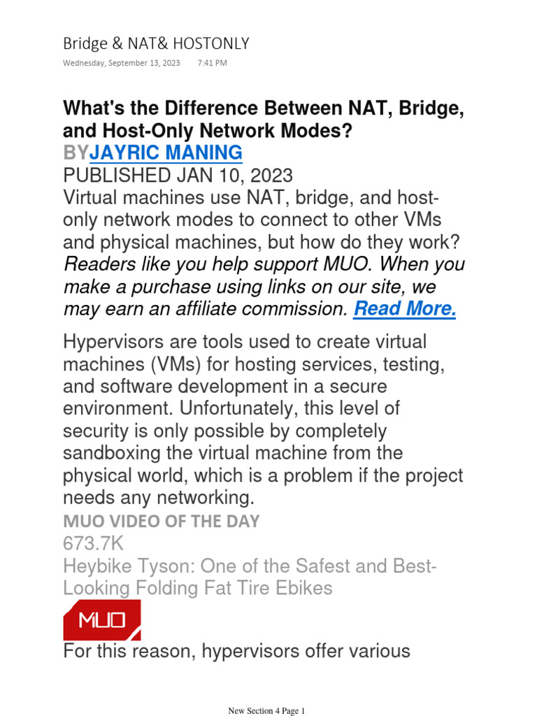 NAT vs. Bridged Network Modes Explained | PDF | Virtual Machine ...