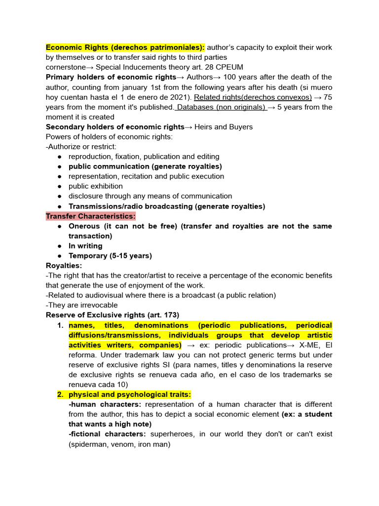 Intellectual Property Law Notes | PDF | Royalty Payment | Intellectual ...