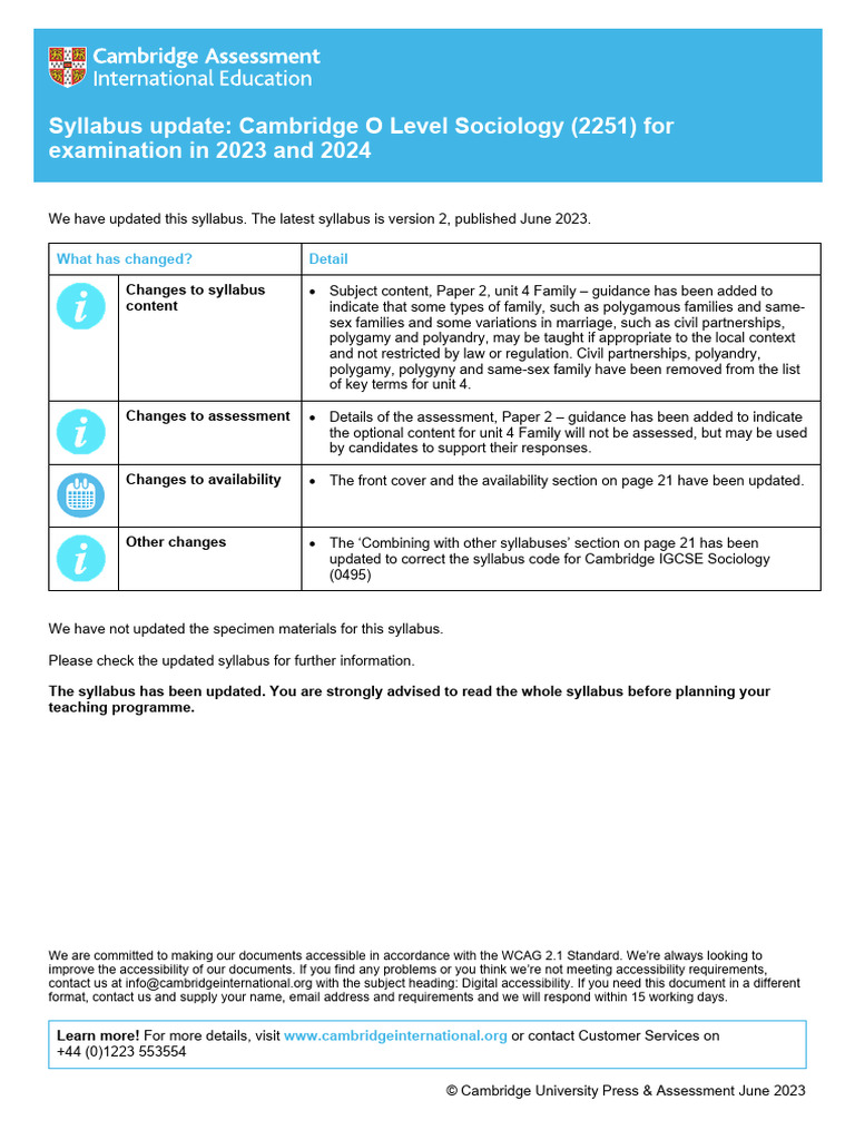 2023 2024 Syllabus Update | PDF | Family | Accessibility