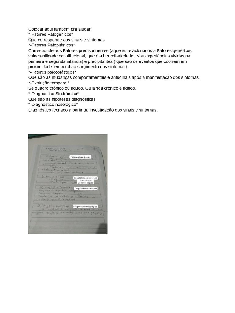 Diagnóstico Nosológico e Fatores Precipitantes | PDF