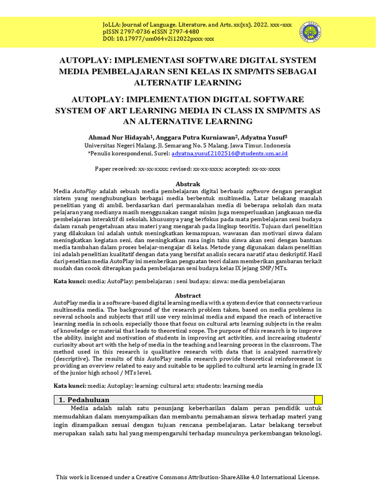 Artikel Penelitian Media - Template Jolla UM - MK Penulisan Karya ...