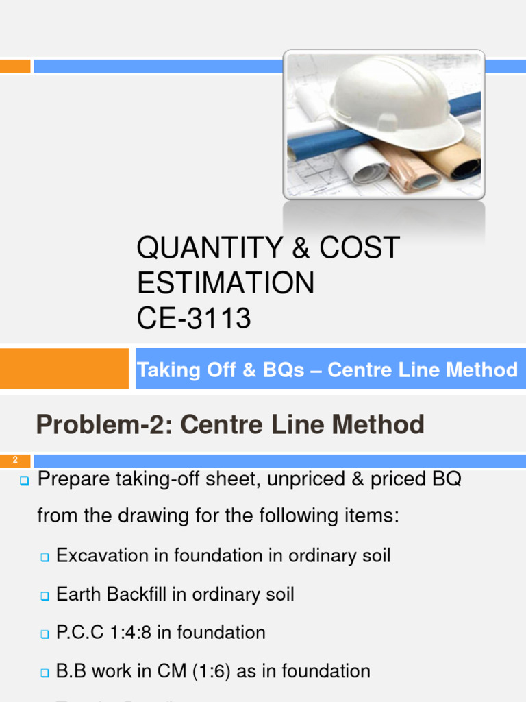 9.2 Quantity Takeoff - Centre Line Method | PDF | Foundation (Engineering) | Building Materials