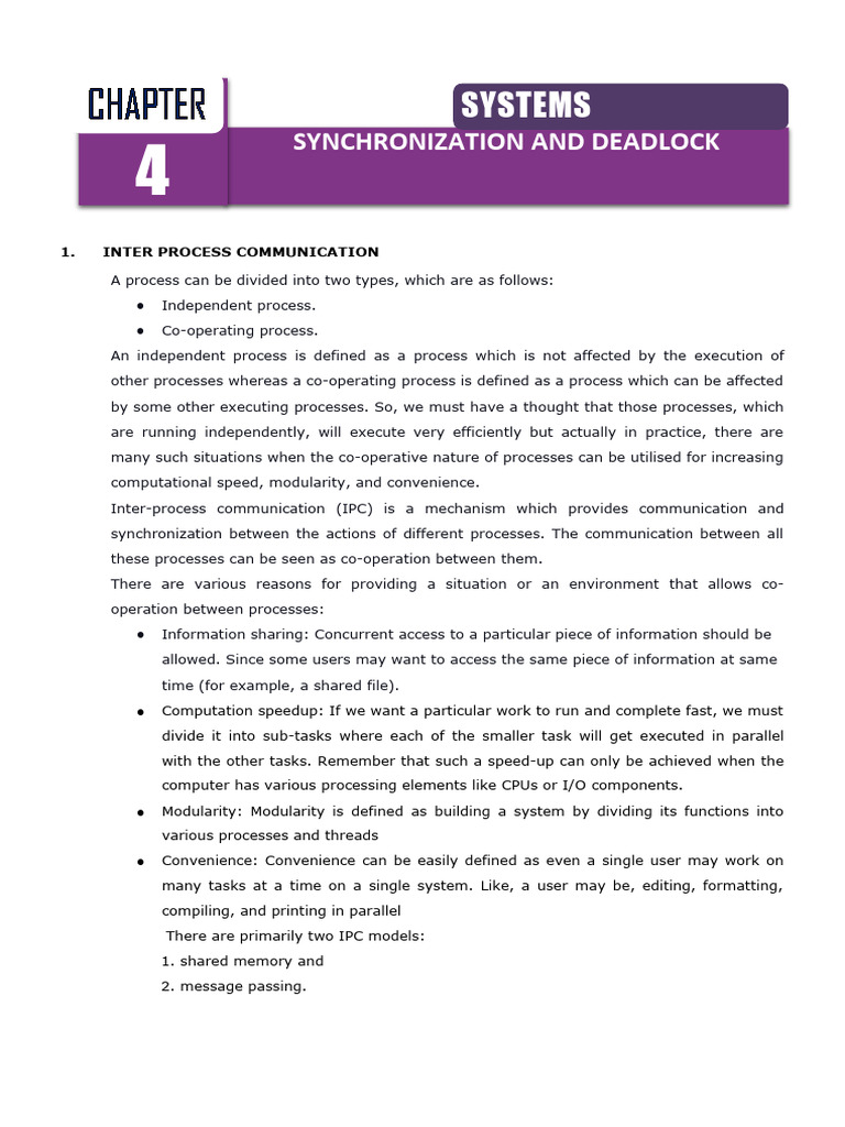 Os 4 Synchronization And Deadlock Pdf Process Computing Message Passing