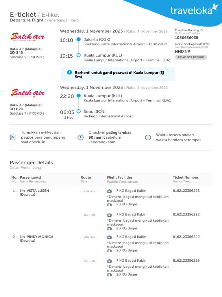 Raisa Ahmad Raisa Ahmad-CGK-HNIXNP-ICN-FLIGHT - ORIGINATING | PDF