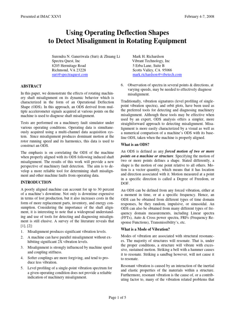 Paper51 UsingODStoDetectShaftMisalignment | PDF | Resonance | Normal Mode