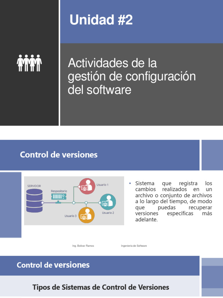 Gestión de la configuración Unidad II | PDF | Control de versiones | Software
