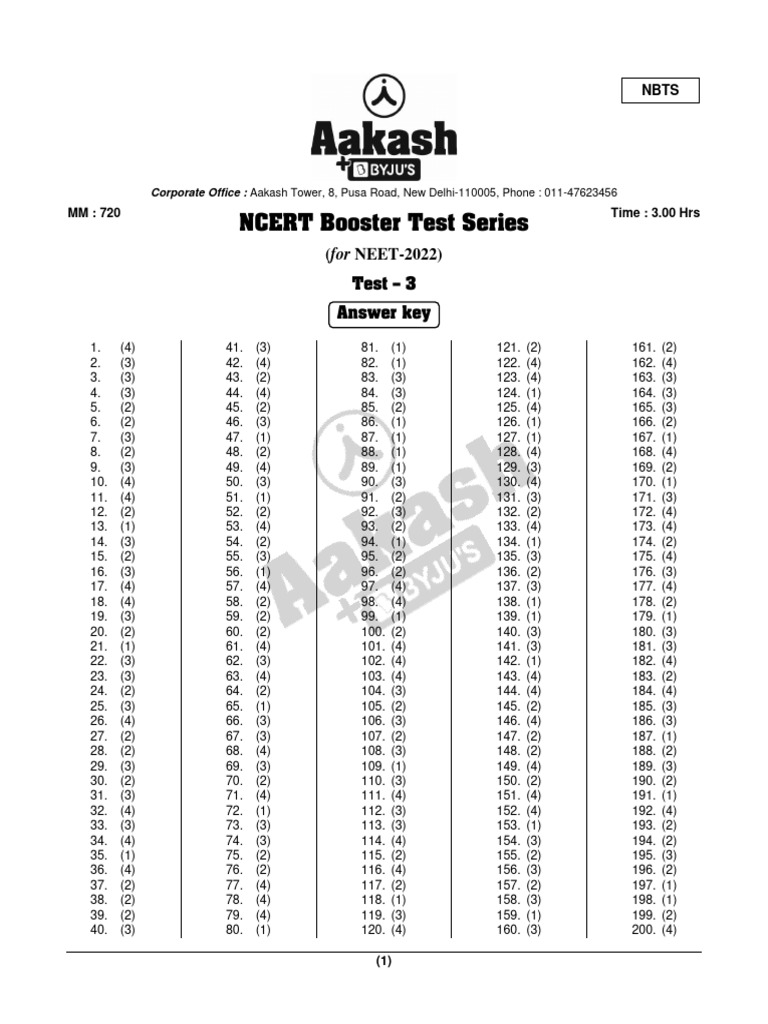 Aakash NBTS Test 03 Solution | PDF | South Asia | Inquiry