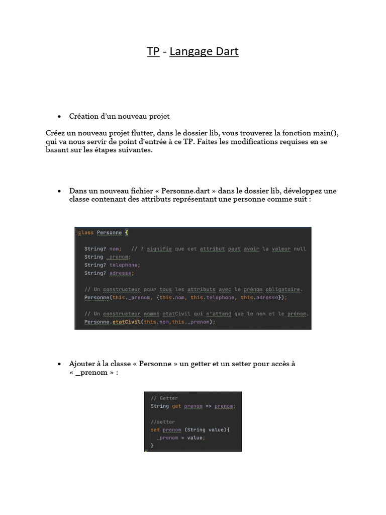 TP Langage Dart | PDF