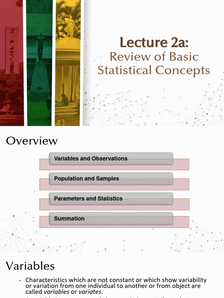 Review of Basic Statistics | PDF | Variable (Mathematics) | Summation