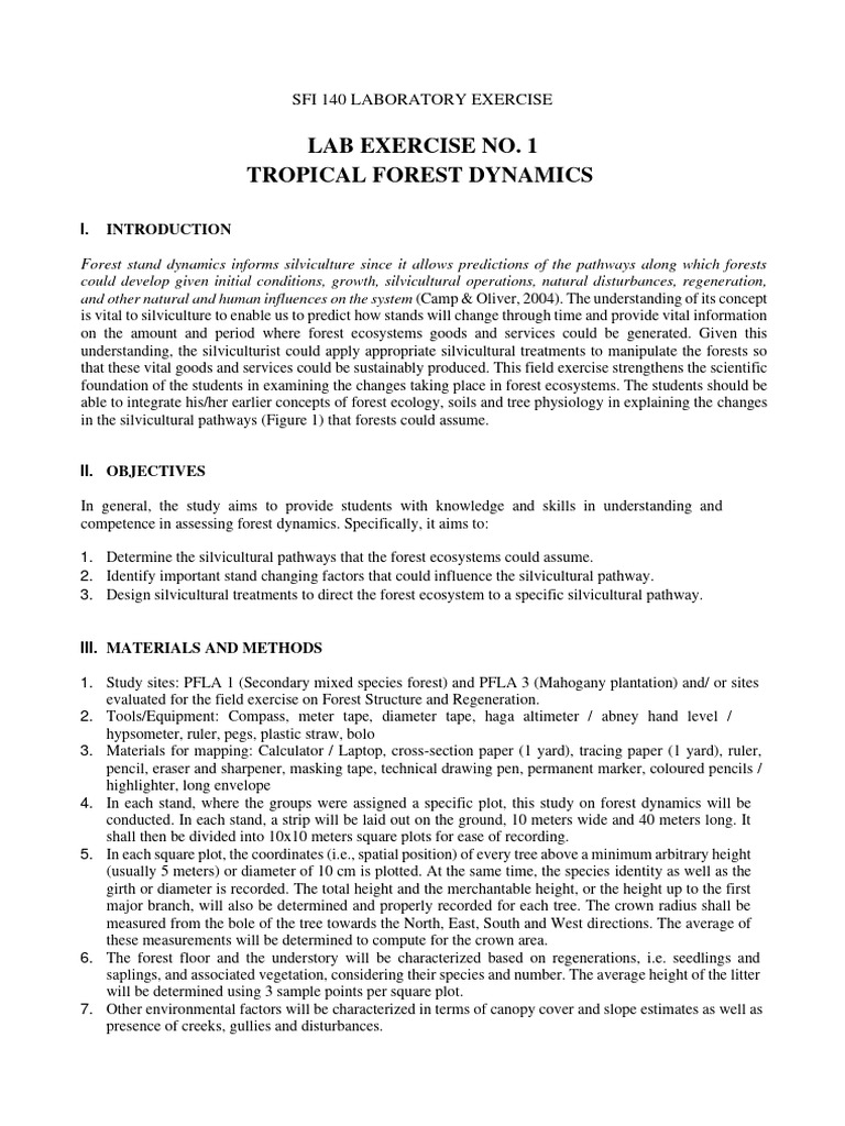 SFI Lab Exercise 1 Tropical Forest Dynamics | PDF | Forests | Ecosystem