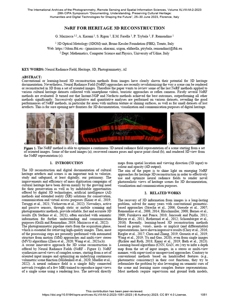 NeRF Methods for Cultural Heritage 3D Reconstruction | PDF | 3 D Computer Graphics | Artificial ...