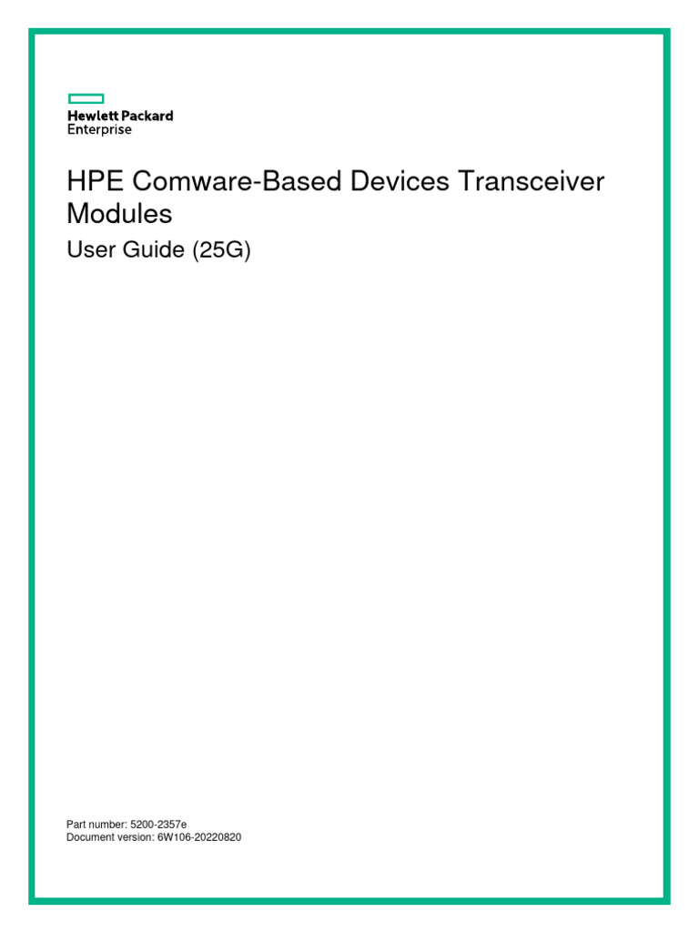 HPE Comware-Based Devices Transceiver Modules User Guide (25G) - 6W106 | PDF | Optical Fiber ...
