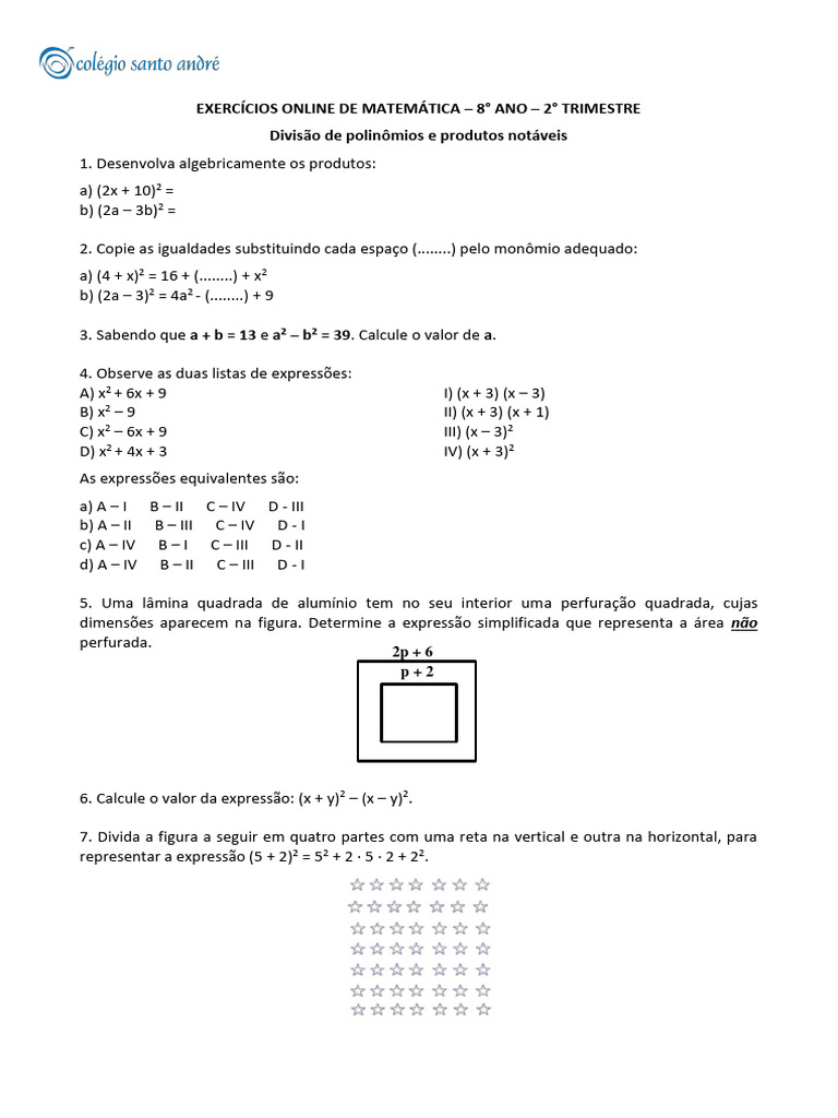Matem#U00e1tica 8#u00ba Ano 2#u00ba Trimestre | PDF | Matemática