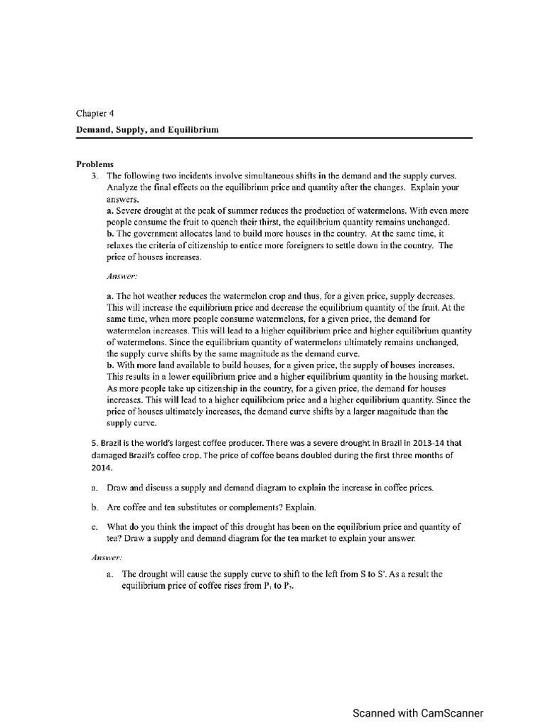 CHP 4 Problems - Microeconomics - Demand, Supply & Equilibrium | PDF