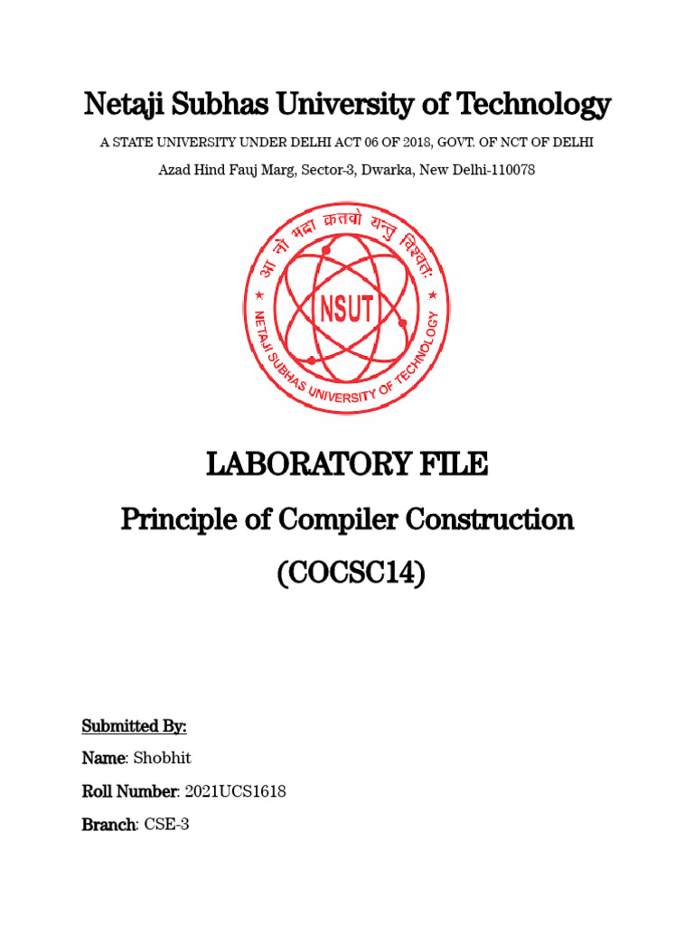 2021UCS1618 Compiler | PDF | Compiler | Computing