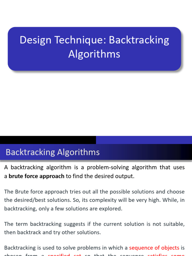 Backtracking Algorithms | PDF | Combinatorics | Theoretical Computer Science