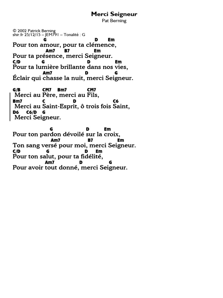 Merci Seigneur | PDF