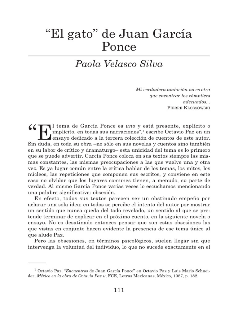 El Gato | PDF | Cuentos | Erotismo