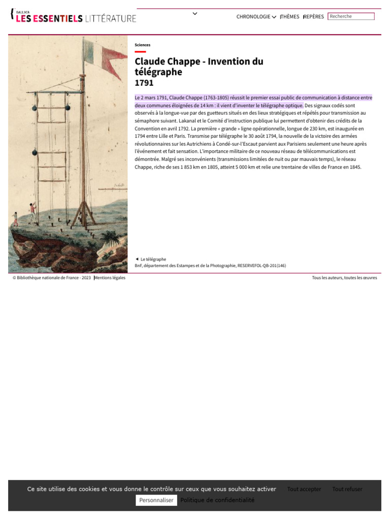 Invention du télégraphe par Claude Chappe | PDF | Télégraphie ...
