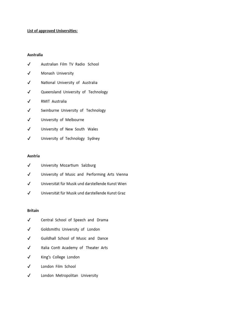Final List of Approved Universities | PDF | London | Educational ...