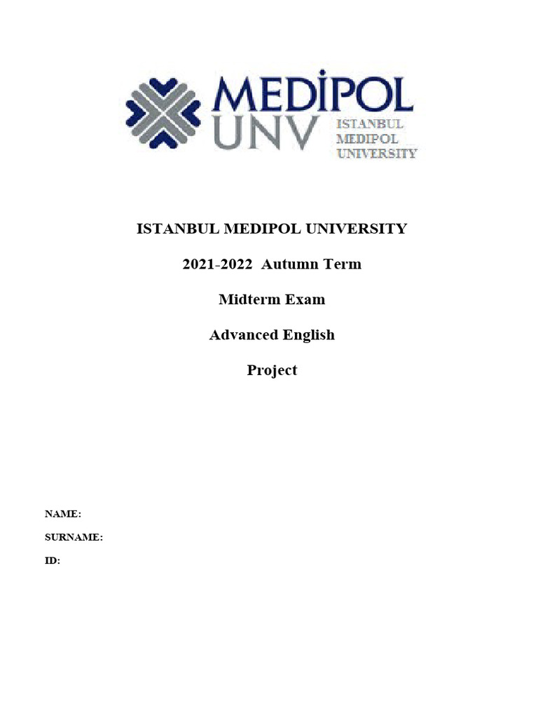 2021-22 Advanced English Midterm Exam 1 | PDF