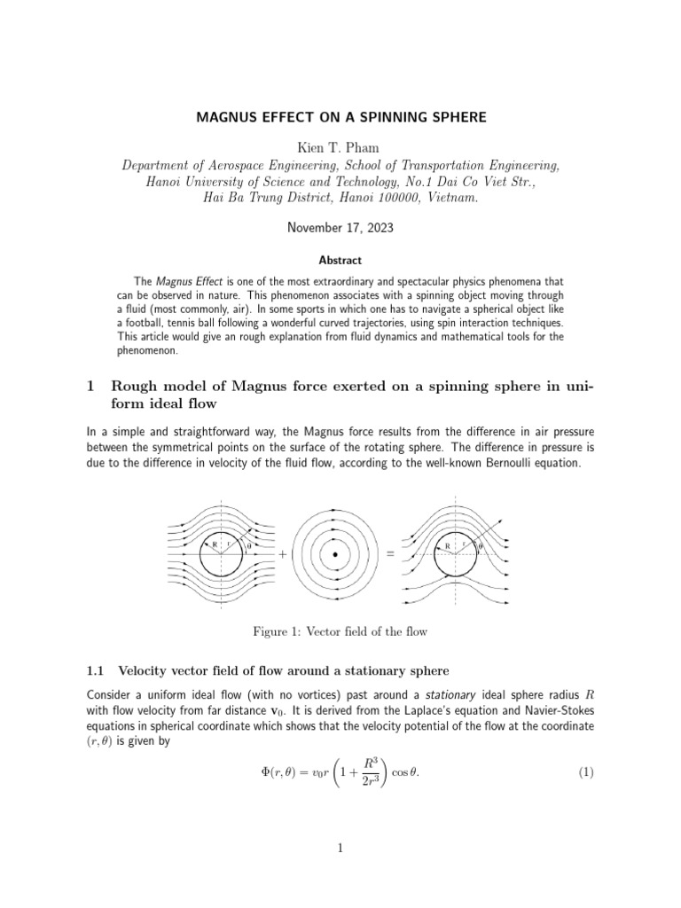 Magnus Effect | PDF | Fluid Dynamics | Sphere
