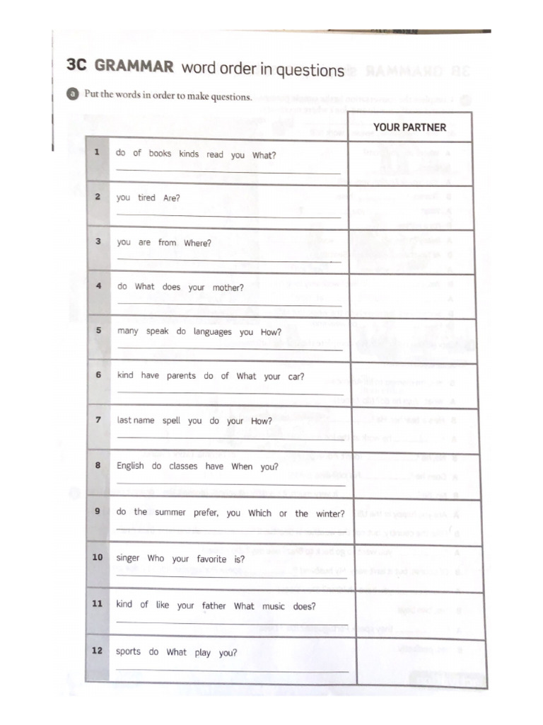 3C GRAMMAR Word Order in Questions | PDF