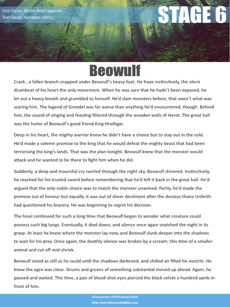 Beowulf Stage 6 Comp Comprehension Pack 1 | PDF | Beowulf