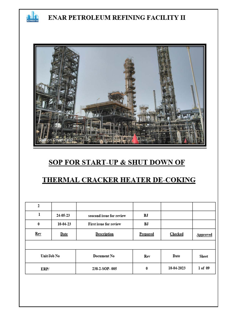 SOP - Start-Up & Shut Down Procedure of Thermal Craker Heater De-Coking ...