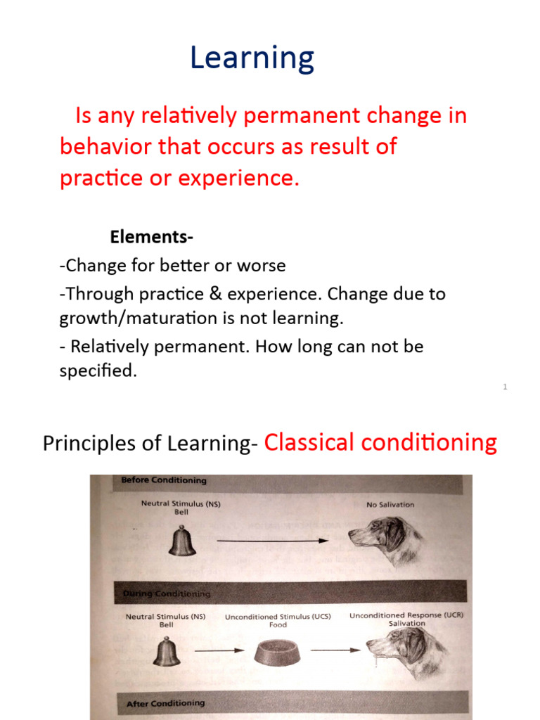 Learning | PDF | Classical Conditioning | Reinforcement