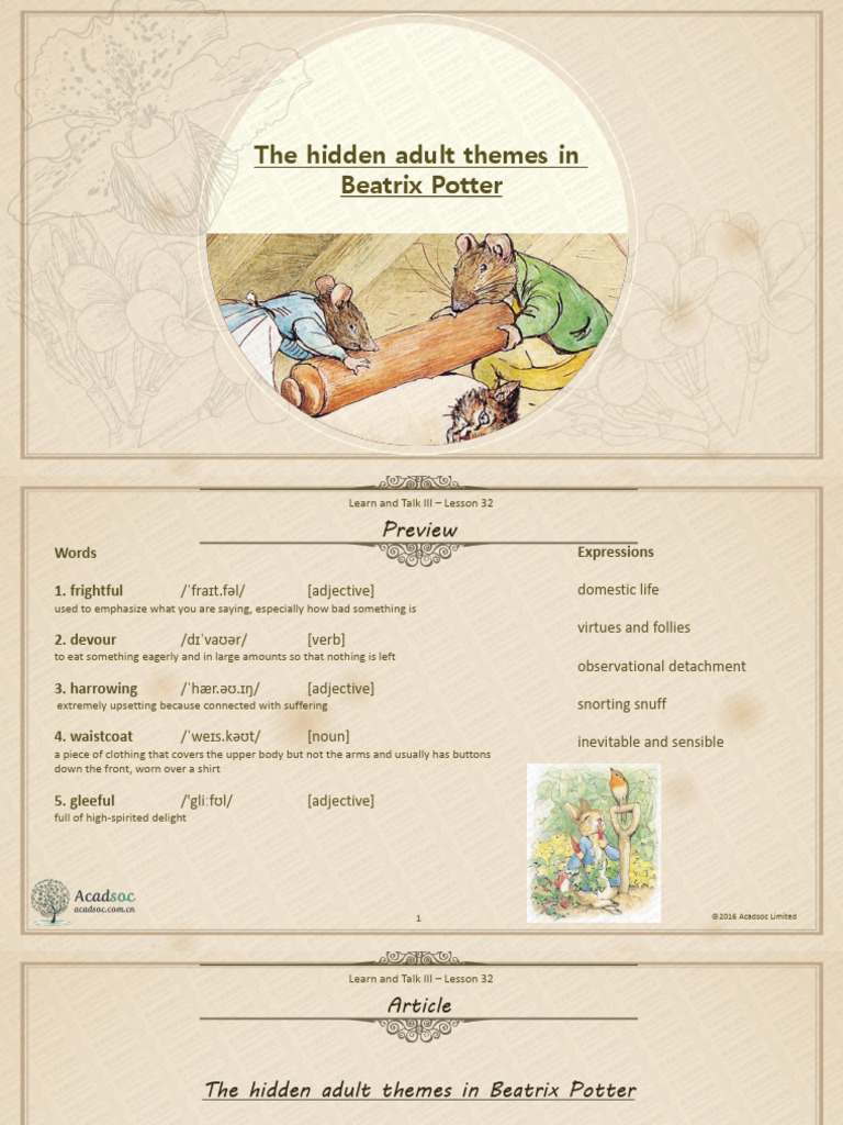 The Hidden Adult Themes in Beatrix Potter | PDF | General Fiction