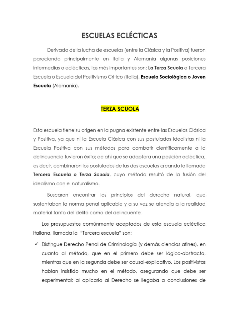 Fundamentos de la Escuela Ecléctica | PDF | Derecho penal | Castigos