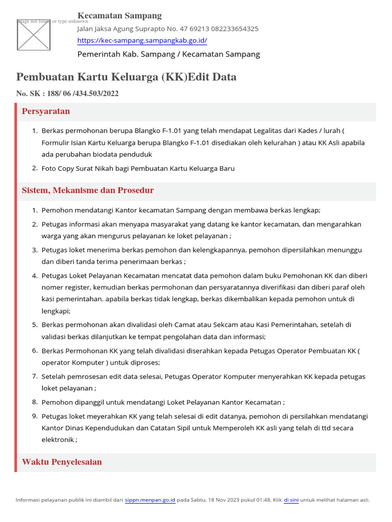 Pembuatan Kartu Keluarga (KK) Edit Data | PDF