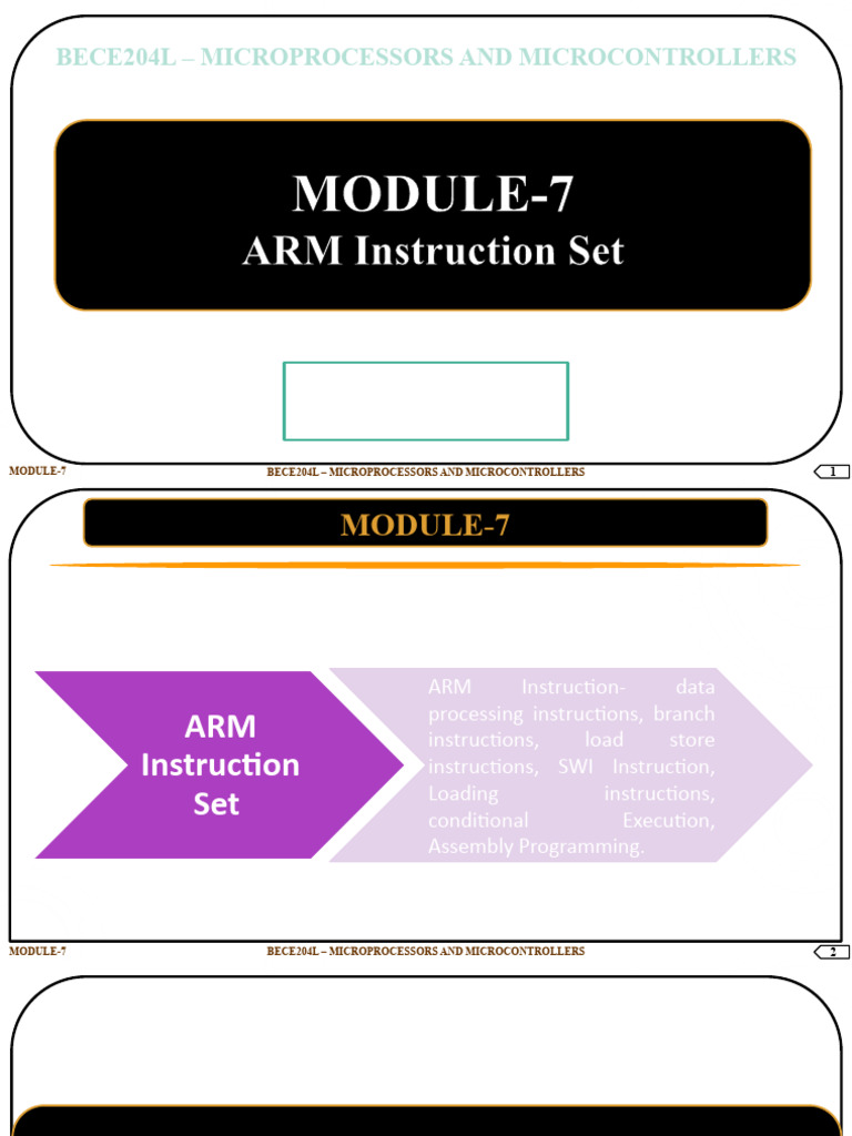 Mp And Mc Module 7 Arm Instruction Set Pdf Microprocessor Computing