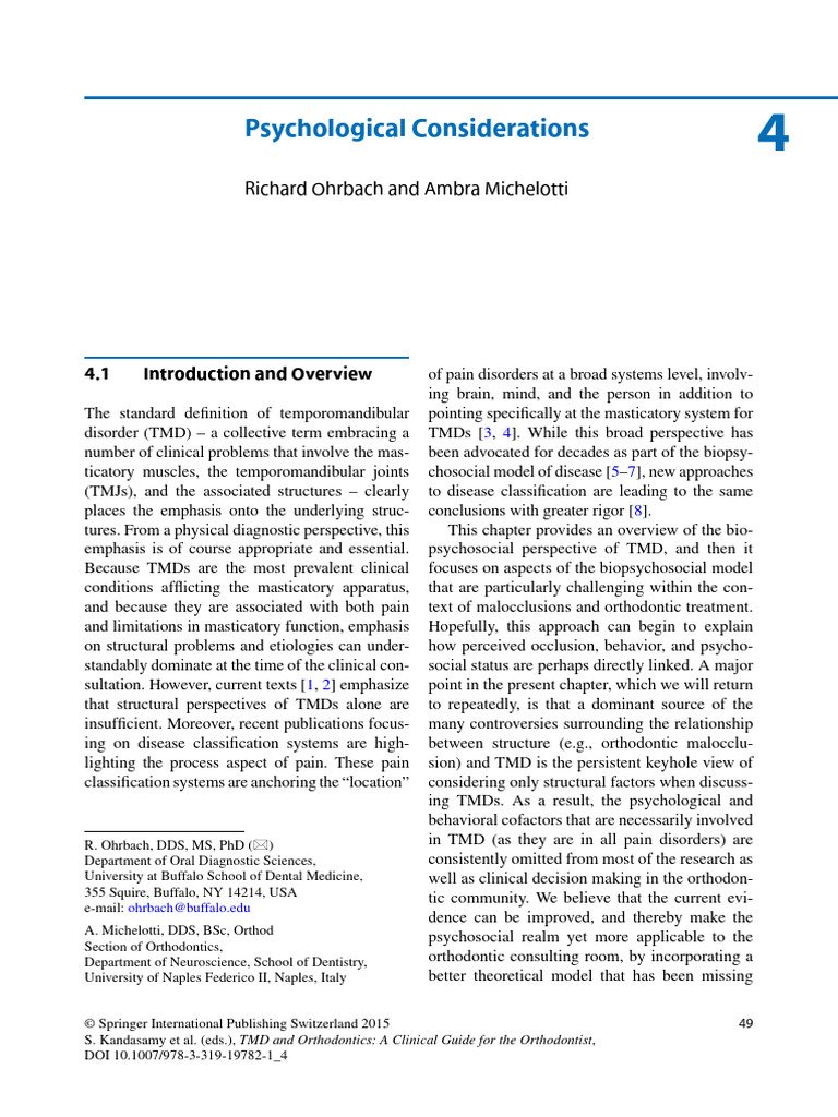 Psychological Considerations: Richard Ohrbach and Ambra Michelotti ...