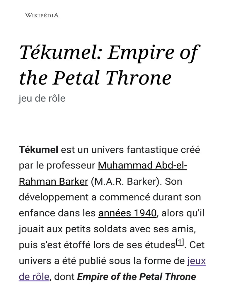 Tékumel - Empire of The Petal Throne | PDF | Jeux de table | Jeu de rôle