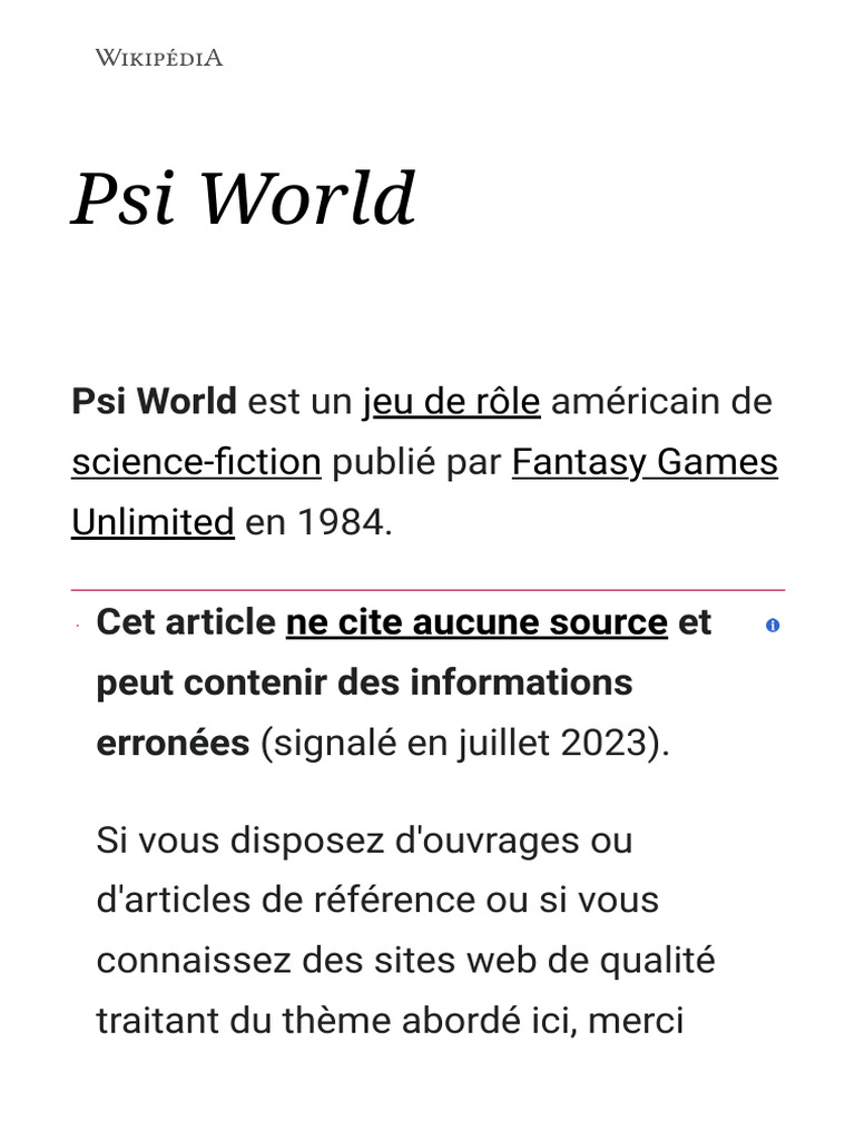Psi World | PDF | Internet Search | Role Playing