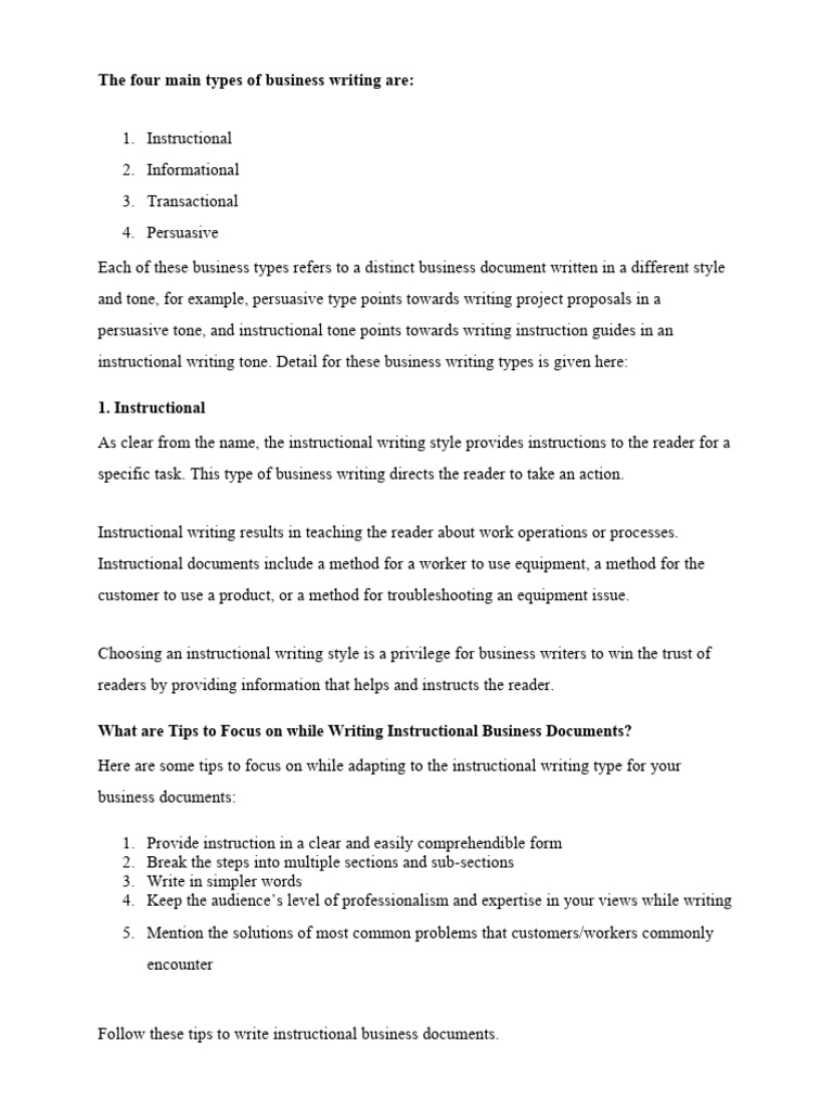 Types of Business Writing Styles | PDF | Persuasion | Information