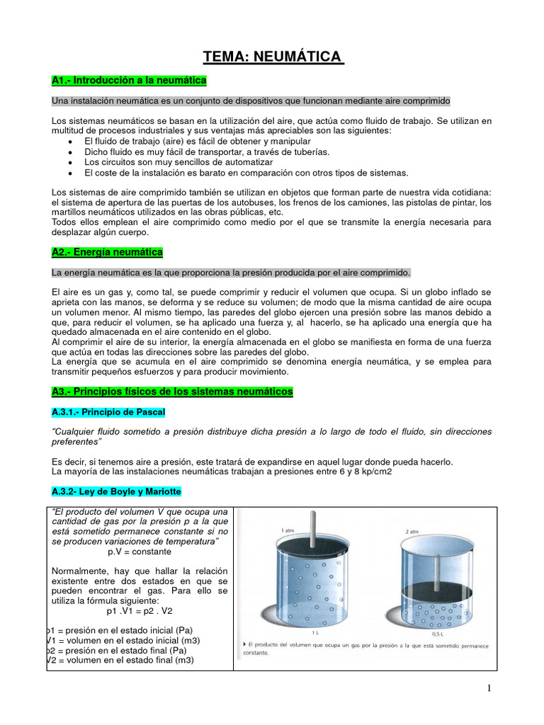 Tema - Neumática e Hidráulica | PDF | Gases | Presión