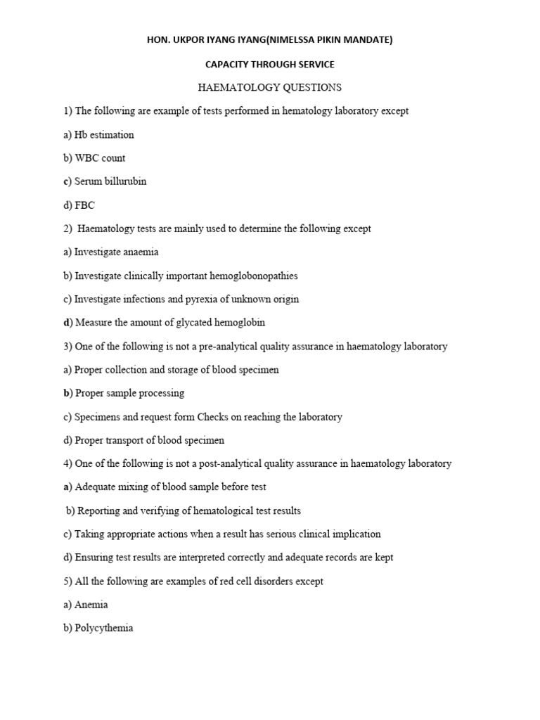 Haematology Mcq1 | PDF | Red Blood Cell | Staining