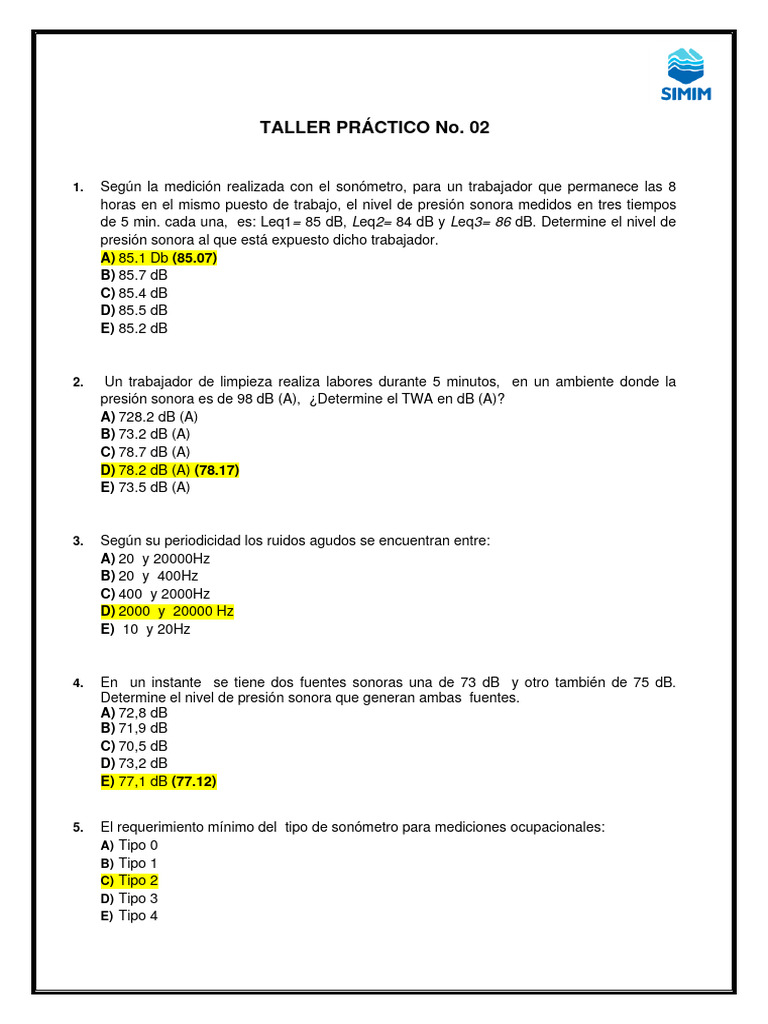Taller2-Higene (RESUELTO) | PDF | Decibel | Science