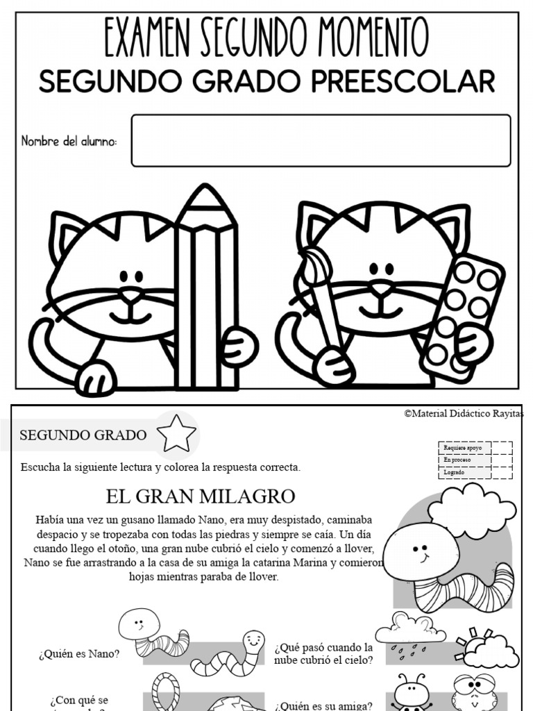 Examen 2do Preescolar Segundo Momento EDITABLE | PDF