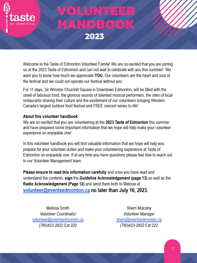 2023 Volunteer Handbook | PDF | Edmonton | Damages