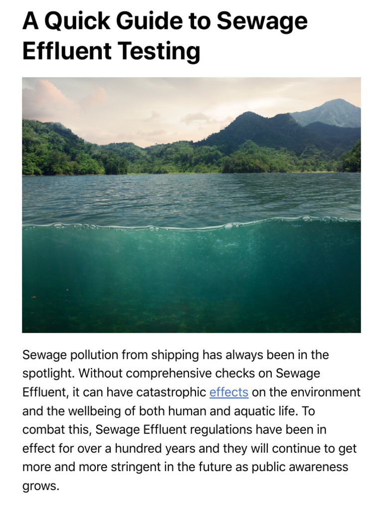 Quick Guide To Sewage Effluent Water Testing | PDF | Total Organic ...