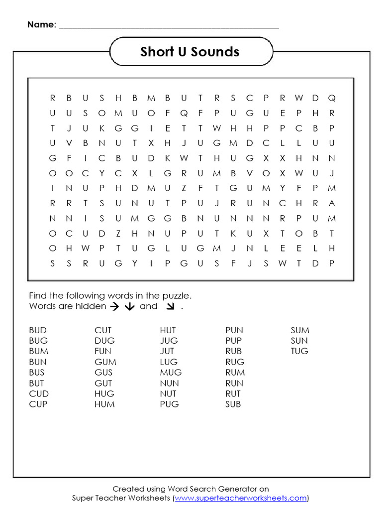 Super Teacher Worksheets Short U Sounds | PDF | Puzzles | Games Of ...